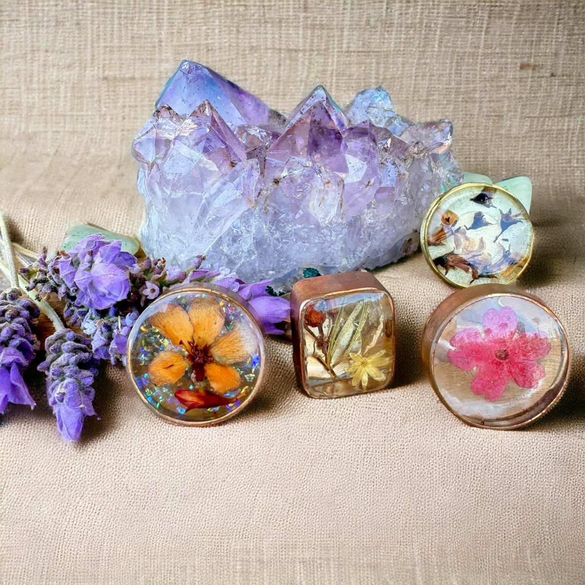 Resin Jewelry Making Class: Create Magical Flower and Crystal Rings
